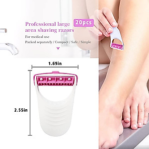 Disposable Blade Razor 20 PCS with individed pack, unisex dry/wet use hair removal, Safety Hygiene Protable