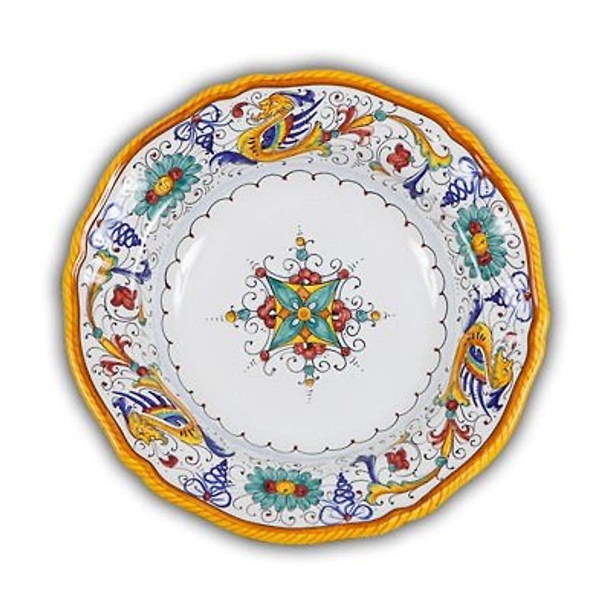 Arte D'Italia Imports Hand Painted Italian Ceramic Raffaellesco Fluted Soup / Pasta Bowl - Handmade in Deruta
