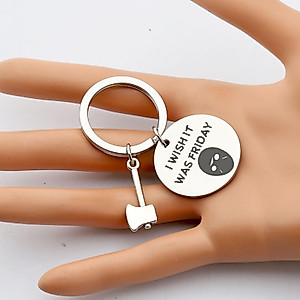 BLEOUK Jason Fans Keychain Friday Horror Movie Lover Gifts Scary Movie Gift Halloween Party Jewelry (i wish it was Friday)