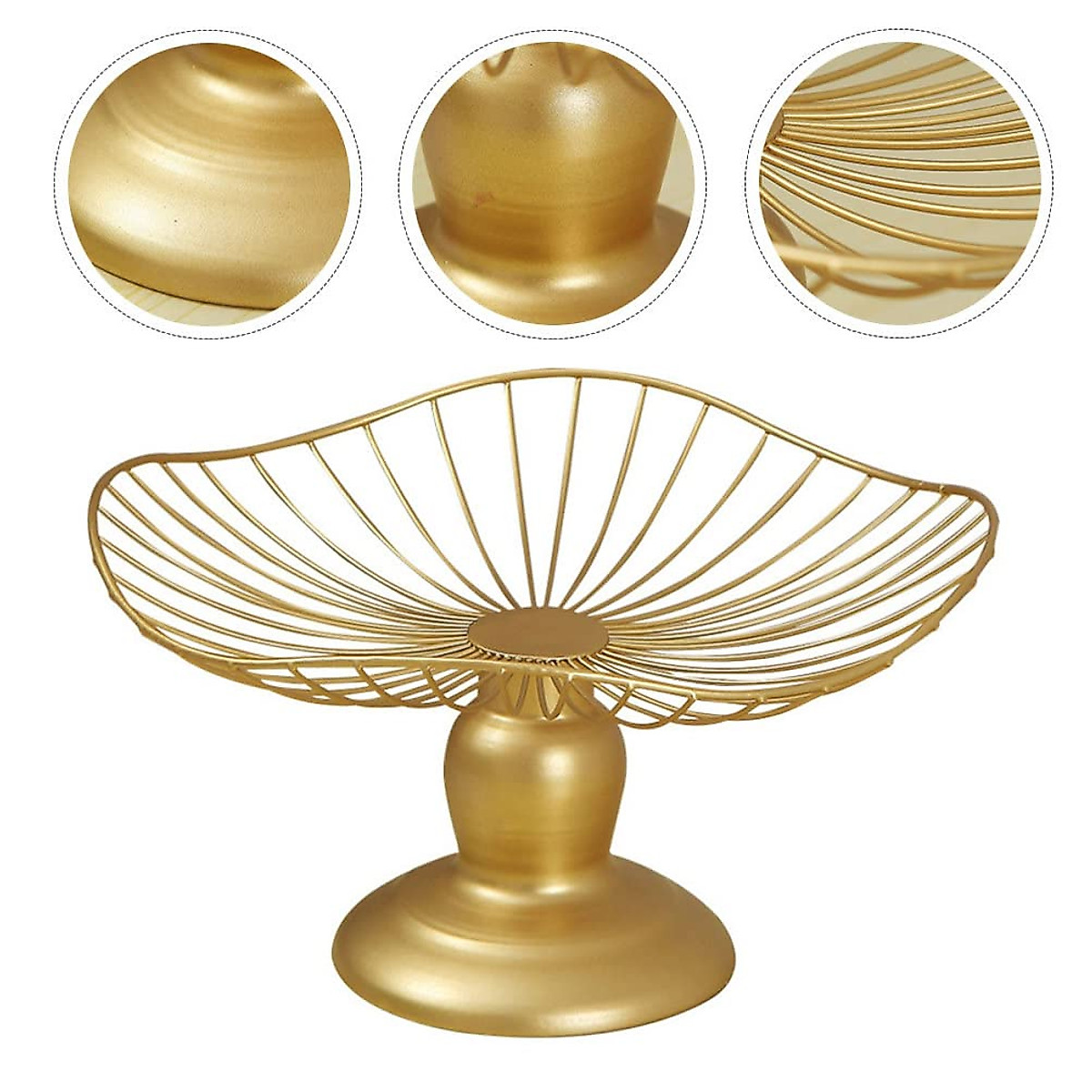 Hemoton Gold Footed Fruit Basket: Metal Wire Fruit Bowl Decorative Snacks Plate Dessert Cake Serving Bowl Appetizers Platter Tray for Home Party Kitchen