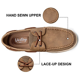 Vostey Men's Boat Shoes Slip On Stylish Casual Loafers Shoes(BMY3003 tan 10)