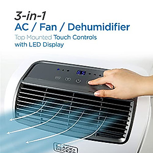 BLACK+DECKER Air Conditioner, 14,000 BTU Air Conditioner Portable for Room up to 700 Sq. Ft., 3-in-1 AC Unit, Dehumidifier, & Fan, Portable AC with Installation Kit & Remote Control