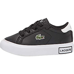 Lacoste Unisex-Child Powercourt Sneaker, Black/White, 8 Toddler