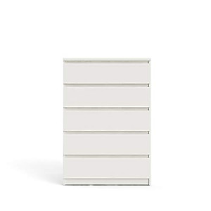 Tvilum 5 Drawer Chest, White Wood Grain