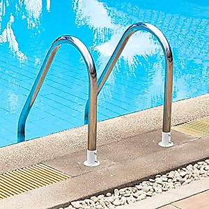 2Pcs Deck Flanges for Above Ground Pool Ladder Steps, Stainless Steel Flange Rod End Holder Deck Anchors Flange Cast, Pool Ladder Anchors Mounting Flanges Replacement Parts for 1.5" Pool Handrails