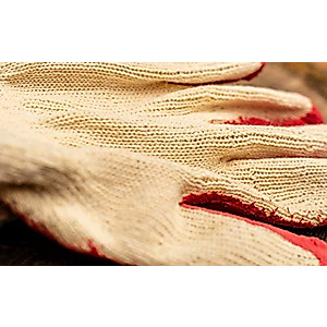 G & F Products 3106-10 String Knit Palm, Latex Dipped Nitrile Coated Work Gloves For General Purpose, 10-Pairsper Pack, Red, Large