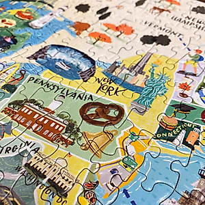 Puzzles for Adults 1000 Pieces - Illustrated US Map Puzzle - United States USA 1000 Piece Puzzle for Adults and Kids Puzzles - 100% Recycled Cardboard by bopster