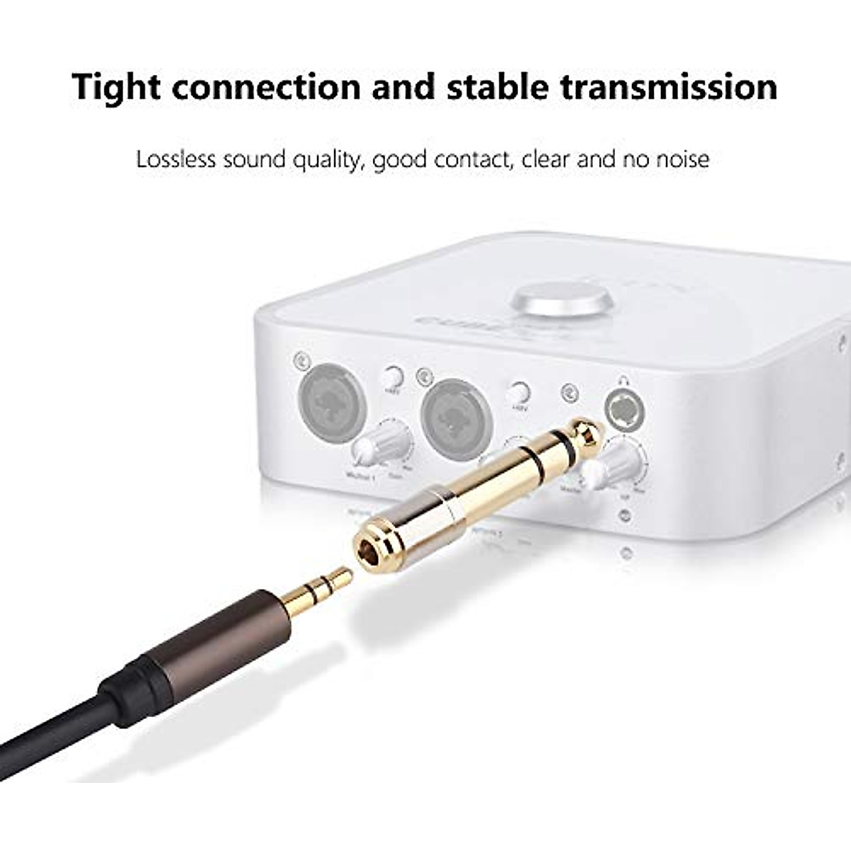 PASOW 1/4'' Male to 1/8'' Female Stereo Headphone Adapter 6.35mm to 3.5mm Audio Adapter Pure Copper for Headphone, Amplifier, Guitar, 2 Pack