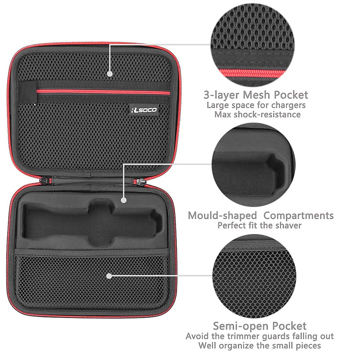 RLSOCO Hard Case for Wahl USA Stainless Steel Lithium Ion 2.0+ Beard Trimmer/2.0+ Slate Beard Trimmer/Cordless Beard Trimmer for Men, Storage Case for Wahl Model 9864SS/9864/9818A (Case Only)