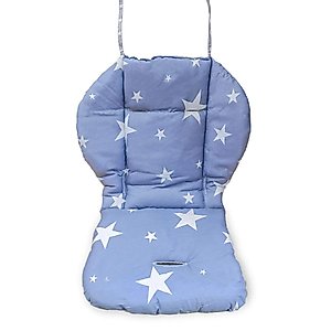 High Chair Pad, Exquisite and Beautiful Baby/highchair/seat Cushion Pad，Comfortable and Soft, Suitable for The High Chair and Stroller in The Picture(Blue Background Stars Pattern)