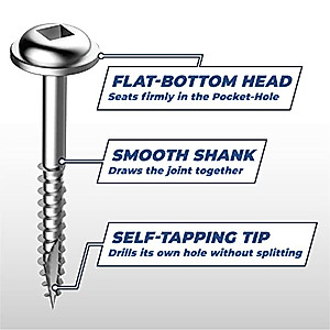Kreg SML-F150-500 Zinc Pocket-Hole Screws 1 1/2 Inch, 7 Fine Thread Maxi-Loc Head (500 Count)