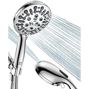 JDO Shower Head with Handheld, High Pressure Handheld Shower Head 8 Settings, Detachable Shower Head Set with Stainless Steel Hose and Shower Bracket (Chrome)
