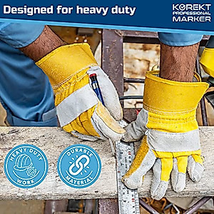 Solid Metal Barrel Mechanical Carpenter Pencil Set with 12 Refills, Construction Marker Tool with Built-in Sharpener for Woodworking, Holder with Long Nose for Deep Hole Marking, Welding and Carpentry