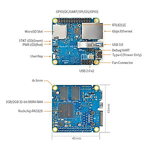 FriendlyElec NanoPi NEO3 1GB/2GB DDR4 RK3328 Cortex A53 Quad-core 64-bi Support Linux Ubuntu Core Upgrade Nanopi NEO2 (2GB Ram, NEO3 Case Kit)