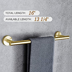 USHOWER Brushed Gold Bathroom Hardware Set, Includes 16-Inch Hand Towel Bar, Durable SUS304 Stainless Steel, 4-Piece
