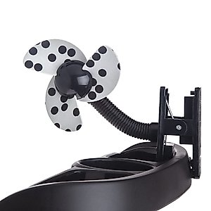 Good Gear Soft Fin Clip On Fan for Travel Stroller, Baby Crib & Car Seat - Black Dots/Grey