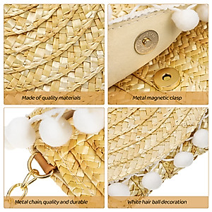 SHERCHPRY Carteras De Mujer Straw Bag Woven Clutch Purse with 3 Pairs Rattan Earring for Women Small Purse