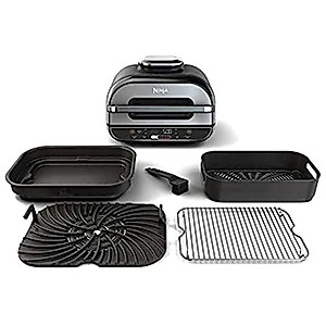 Ninja Foodi 5 In 1 Indoor Grill and Air Fryer with Surround Searing, Removable Grill Gate, Crisper Basket, Cooking Pot, and Smoke Control System