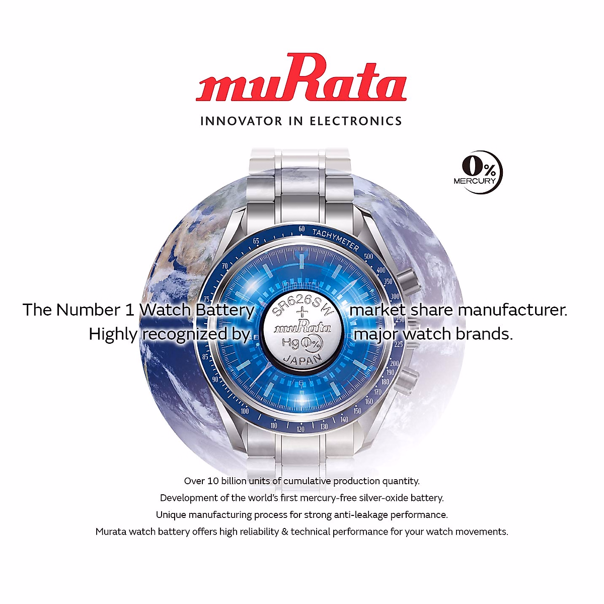 Murata 315 Battery SR716SW 1.55V Silver Oxide Watch Button Cell (10 Batteries)