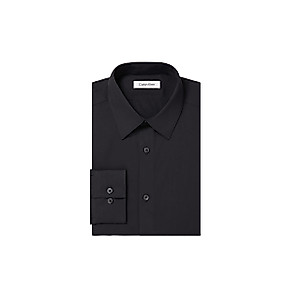 Calvin Klein Men's Dress Shirts Slim Fit Non Iron Solid, Black, 16.5" Neck 32"-33" Sleeve