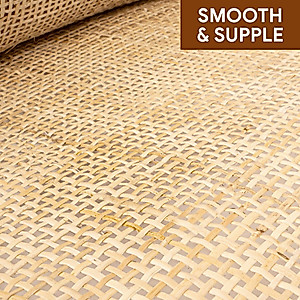 18" Width Square Rattan Cane Webbing Roll 12 Feet for Caning Projects Fine Radio Net Mesh Pre Woven Open Rattan Fabric Furniture Woven Rattan Sheet Crafts Chair Caning Supplies Wicker (12 Feet)