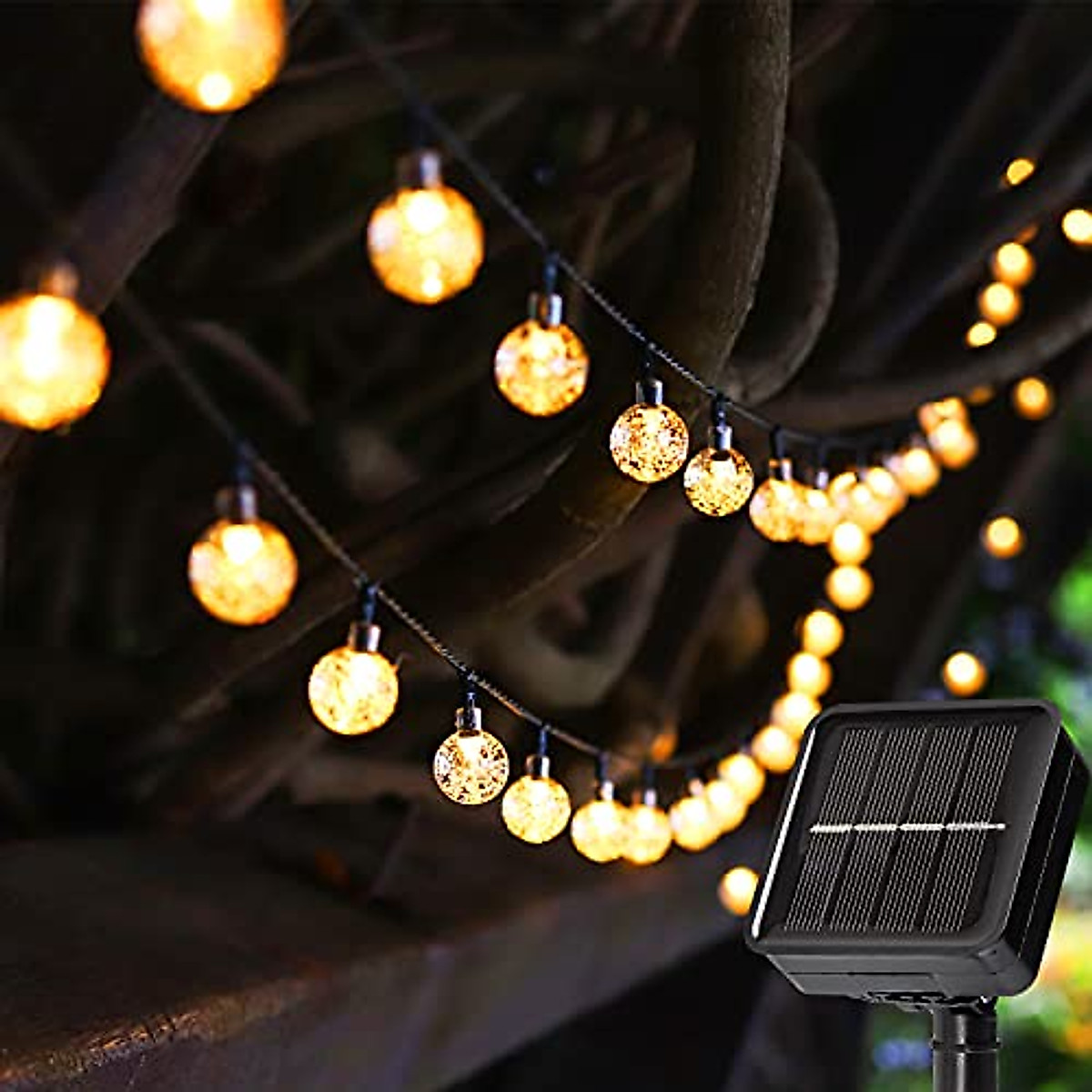 Metaku Solar Lights Outdoor String Lights 23ft 50 LED Fairy Lights Solar Powered 8 Modes Auto On/Off Christmas Lights Outdoor Waterproof Decorative Globe Lights for Patio Garden Gazebo Bistro Balcony