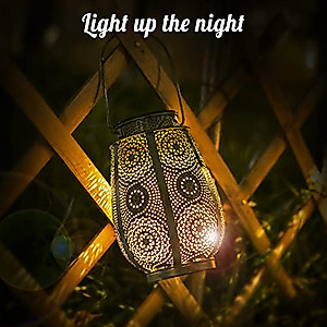 Solar Outdoor Lantern Hanging Lights, Bonsery IP65 Solar Lantern Outdoor Waterproof Metal Garden Retro Decorative, LED Hanging Solar Lantern Patio Terrace Balcony Decor 15 lumens Turquoise