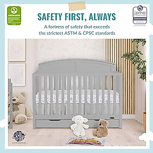 Dream On Me Storybrooke 5 in 1 Convertible Crib with Under Drawer