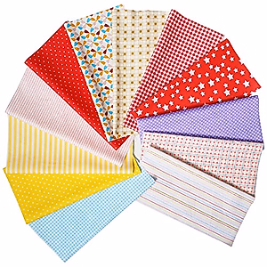 Quilting Fabric, Misscrafts Cotton Craft Fabric Bundle Squares Patchwork Pre-Cut Quilt Squares for DIY Sewing Scrapbooking Quilting Dot Pattern (50PCS 20X20cm)