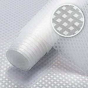 Shelf Liners for Kitchen Cabinets, Drawer Liners Fridge Mats Washable Cabinet and Drawer Liner Roll Double Sided EVA Non-Slip (Clear, 11.8Inch x 20FT)
