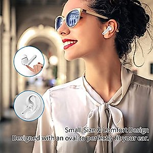 Wireless Bluetooth Earbuds Microphone Active Noise Cancellation Stereo Portable with Charging case Headset IPX7 Waterproof Earphones,Sport Music Game Call ，for iPhone Android (White)