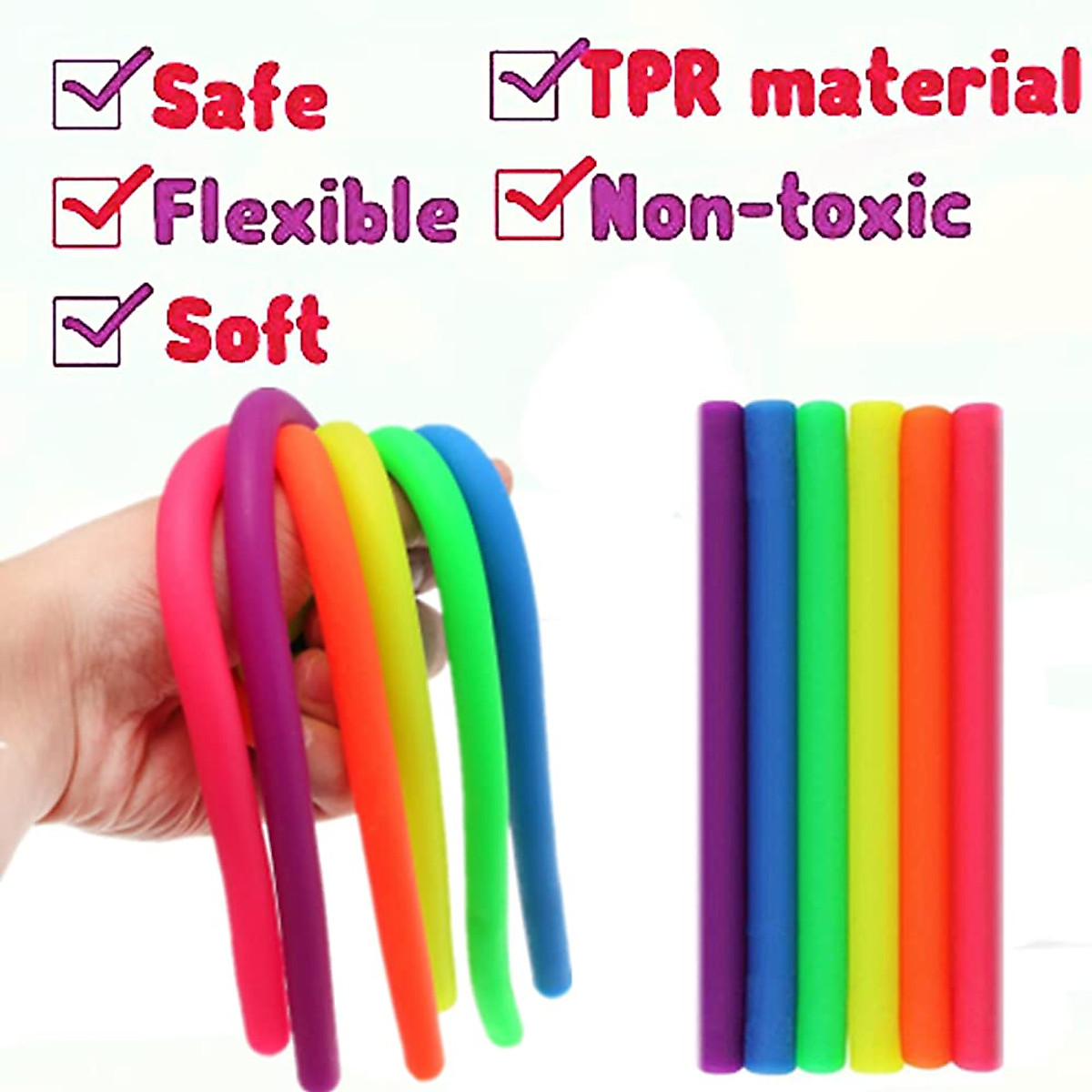 HYMONA 18 Packs Large Monkey Noodles 32CM/13 INCHES,Pull up to 7 feet (BPA/Phthalate/Latex-Free),Strengthen Stretchy Strings