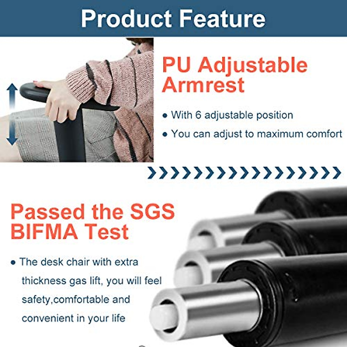 Big and Tall Executive Office Chair - 400lbs Adjustable Height PU Leather Swivel Ergonomic Desk Chair w/Thick Padding Headrest & Massage Lumbar Support Arms for Home Office Black