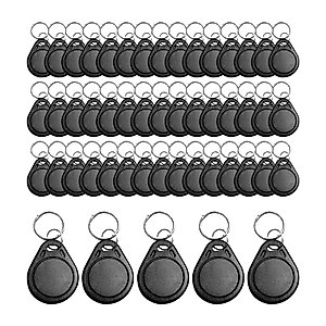50Pcs RFID Key Fob, 125khz Writable Rewritable Id Card Token Tags Hotel Key Door Lock Entry Access Control System Wholesale T5577 Fob Tag for RFID Writer(Black)
