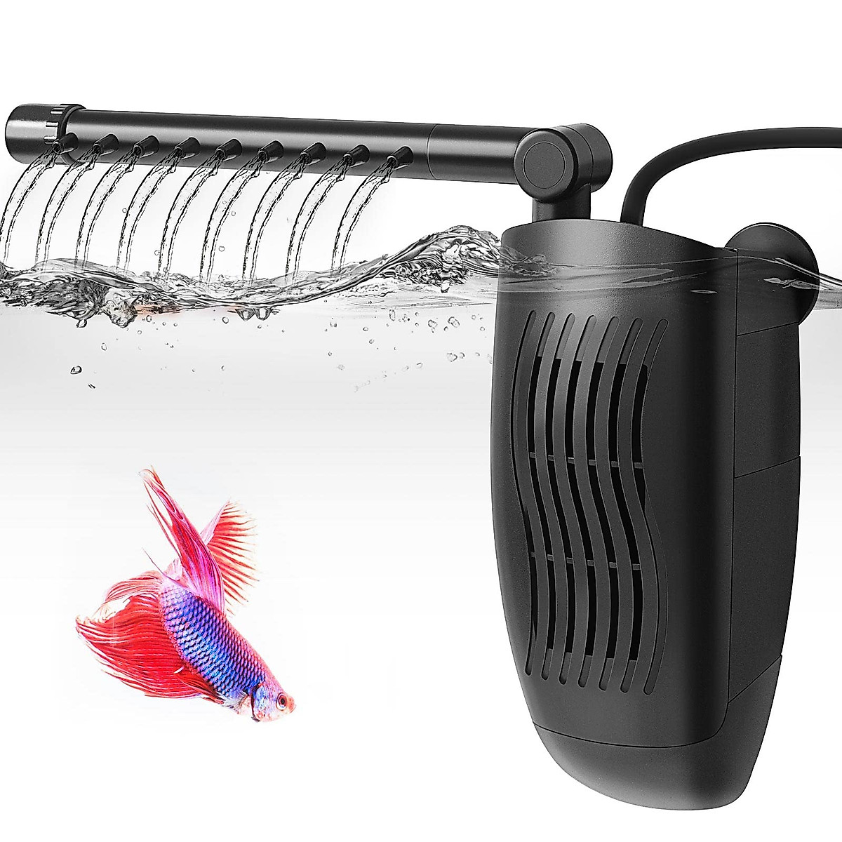 FEDOUR 4W 5W Adjustable Aquarium Internal Filter, Submersible Filter with Spray Bar, Water Pump for 1-40 Gallon Fish and Turtle Tank (for 5-40 gallon)