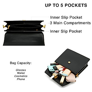 Scarleton Gold Top Handle Satchel Purses for Women, Handbags for Women, Crossbody Bags for Women, Shoulder Bag Purse Medium, H208401L - Black