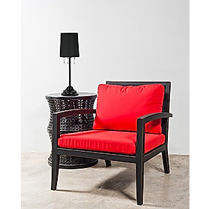 Simple Designs LT3018-BLK Fabric Shade and Hanging Acrylic Beads Table Lamp, Black 5.31 x 5.31 x 16.62