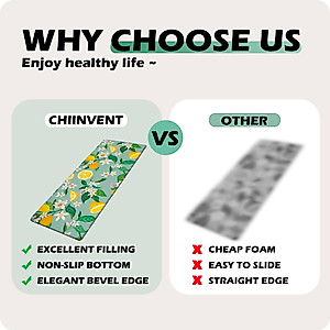 Lemon Kitchen Mat Set 2 PCS Anti Fatigue Lemon and Leaf Kitchen Rugs Waterproof Cushioned PVC Leather Runner Rug Non Slip Comfort Standing Floor Mats for Kitchen, Home, Sink 17.3" x 28" + 17.3" x 47"