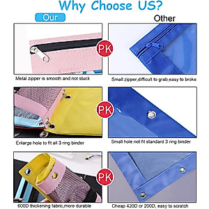 Pencil Pouch for 3 Ring Binder, 10 Pack Zipper Pouches with Clear Window, Oxford Pencil Holder Stationery Organziers Case Bag for School Classroom Supplies