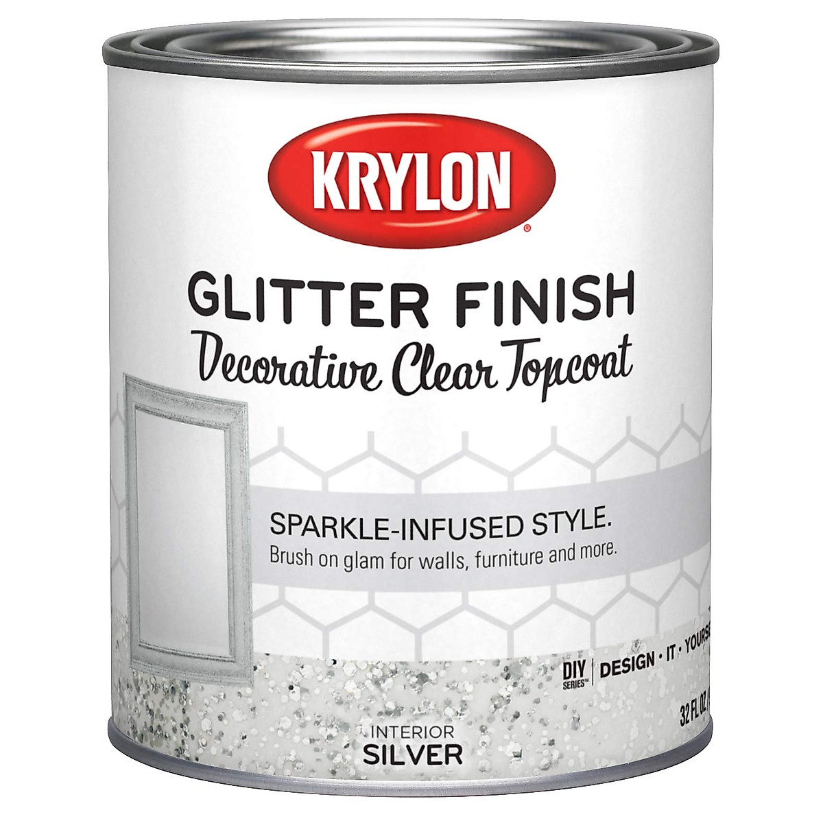 Krylon K03911000-14 Glitter Finish Quart, Metallic, 32 Fl Oz (Pack of 1), Silver