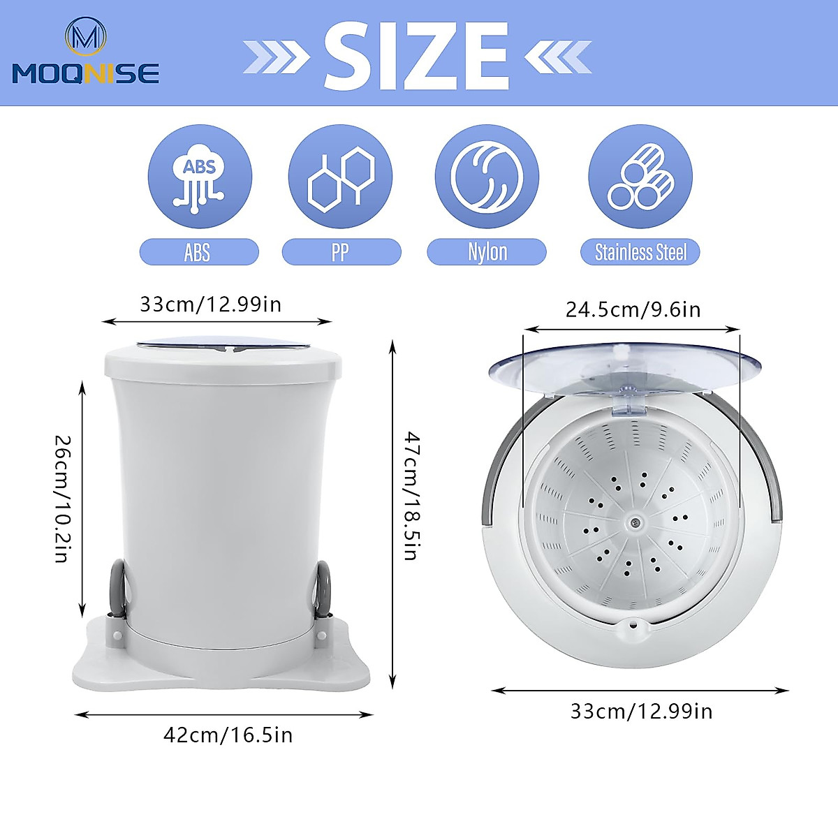 MOQNISE Manual Clothes Dryer 12L Portable Manual Clothes Dehydrator, Freestanding Non electric Laundry Dryer for Camping Business Trips Apartments and Dorms