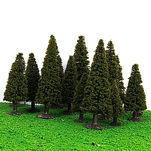 15pcs Green Scenery Landscape Model Cedar Trees with Box
