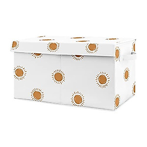 Sweet Jojo Designs Orange and White Boho Sun Boy Girl Small Fabric Toy Bin Storage Box Chest Baby Nursery Kid Room Pumpkin Orange Retro Bohemian Celestial Sky Desert Sunshine Minimalist Gender Neutral