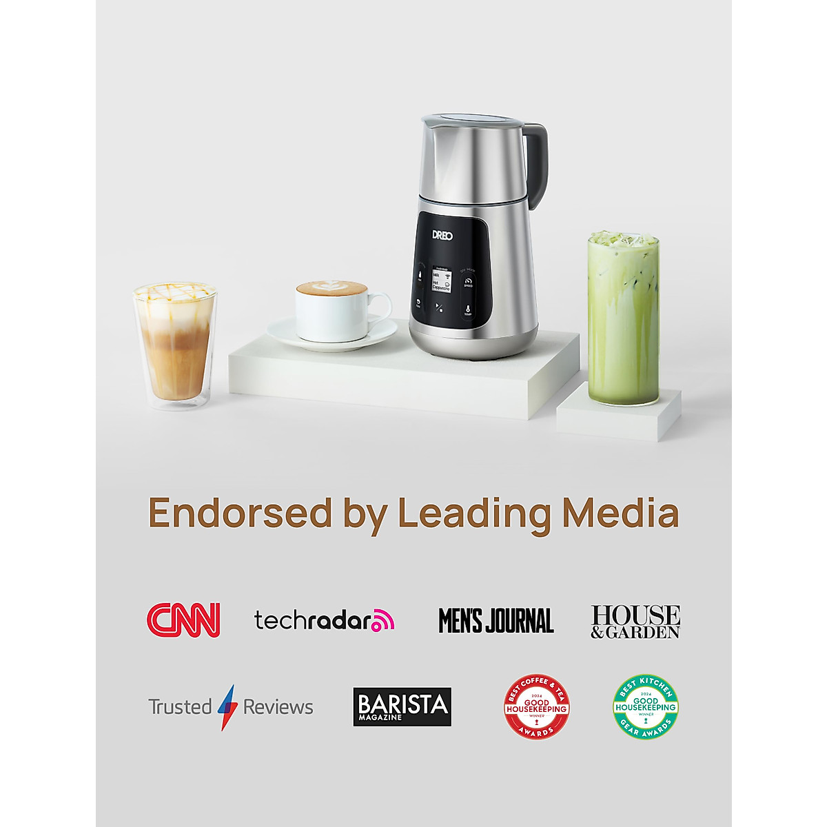 Dreo BaristaMaker Milk Frother, All-in-1, 27oz/800ml Hot/Cold Electric Foam Maker for Coffee, Latte Art-level Microfoam, Automatic Milk Warmer, Dairy/Plant-Based Milk, 30+ Drinks, Dishwasher Safe