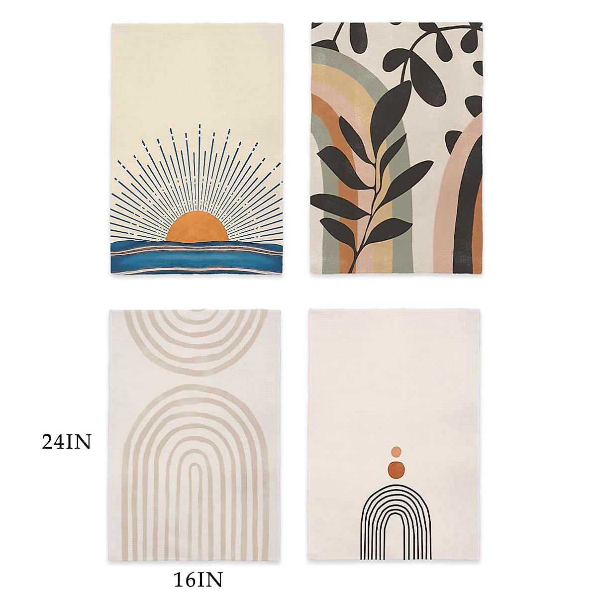 QODUNG Boho Sun Rainbow Mountains Tropical Plants Soft Kitchen Towels Dishcloths 16x24 Inch Set of 4,Bohemia Drying Cloth Hand Towels Tea Towels for Dorm,Boho Lover Gift