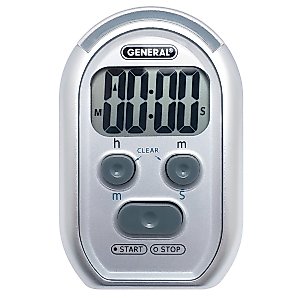 General Tools TI150 3-in-1 Kitchen Timer - for Visually/Hearing Impaired, Loud Environments and Classrooms (Red Flasher, Loud Beeper, Vibration) , Gray