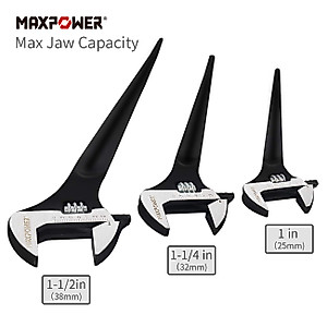 MAXPOWER 3-pieces Spud Wrench, 10-inch 12-inch 16-inch Adjustable Wrench Set with Kitbag