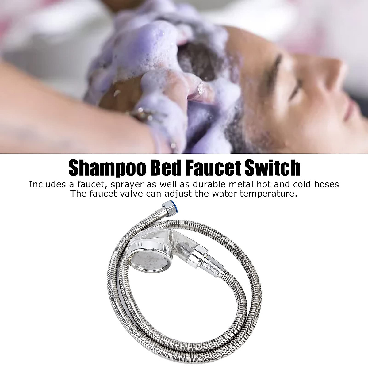 Pasamer Shampoo Chair Faucet Sprayer, Plating Salon Sink Faucet Sprayer Set with 120cm Sprayer Hose for Clubs, Beauty Salons, Barber Shops, SPAs, Shanryasx0cpm8fey