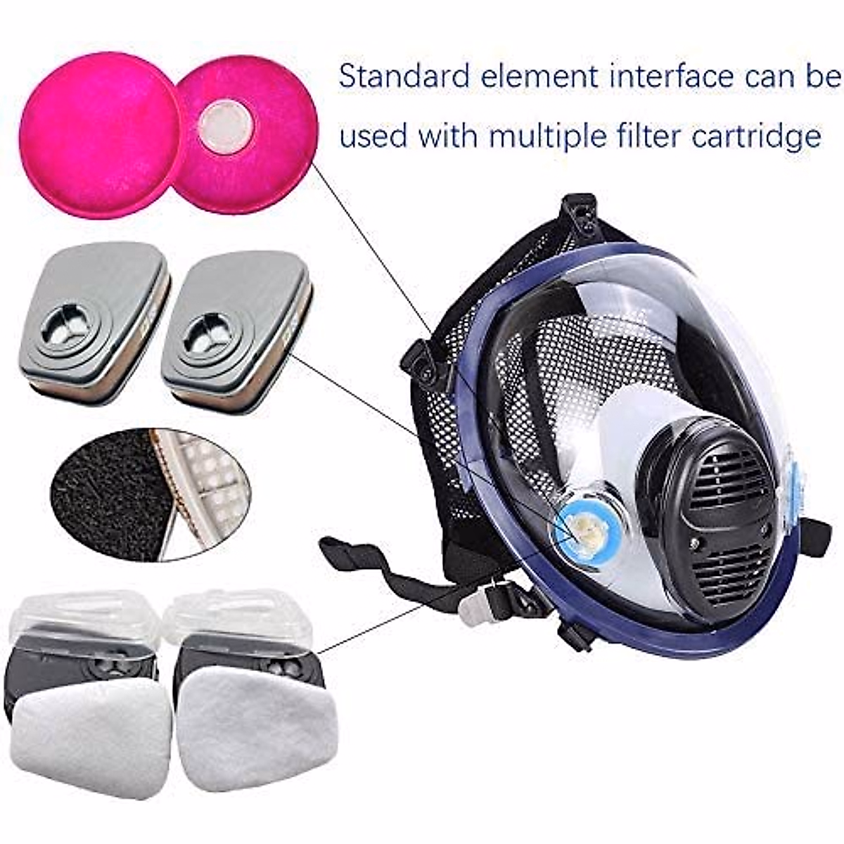 17 in 1 Full Face Large Size Respirator,Reusable Full Face Respirator Widely Used in Organic Gas,Paint Sprayer, Chemical,Woodworking,Dust Protector, Medium