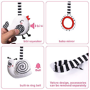 Car Seat Toys, Baby Activity Spiral Plush Toys, Black White Infant Hanging Rattle Toys for Crib Mobile Bed Stroller Bassinet, Gift for 0-18 Months Newborn